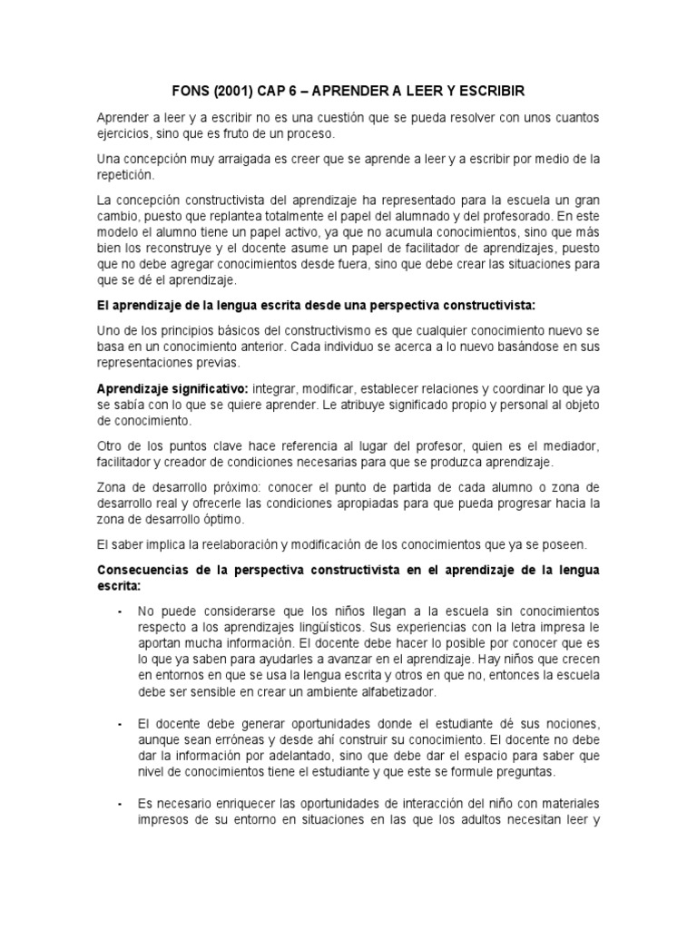 Fons 2001 - Ddle | PDF | Escritura | Aprendizaje