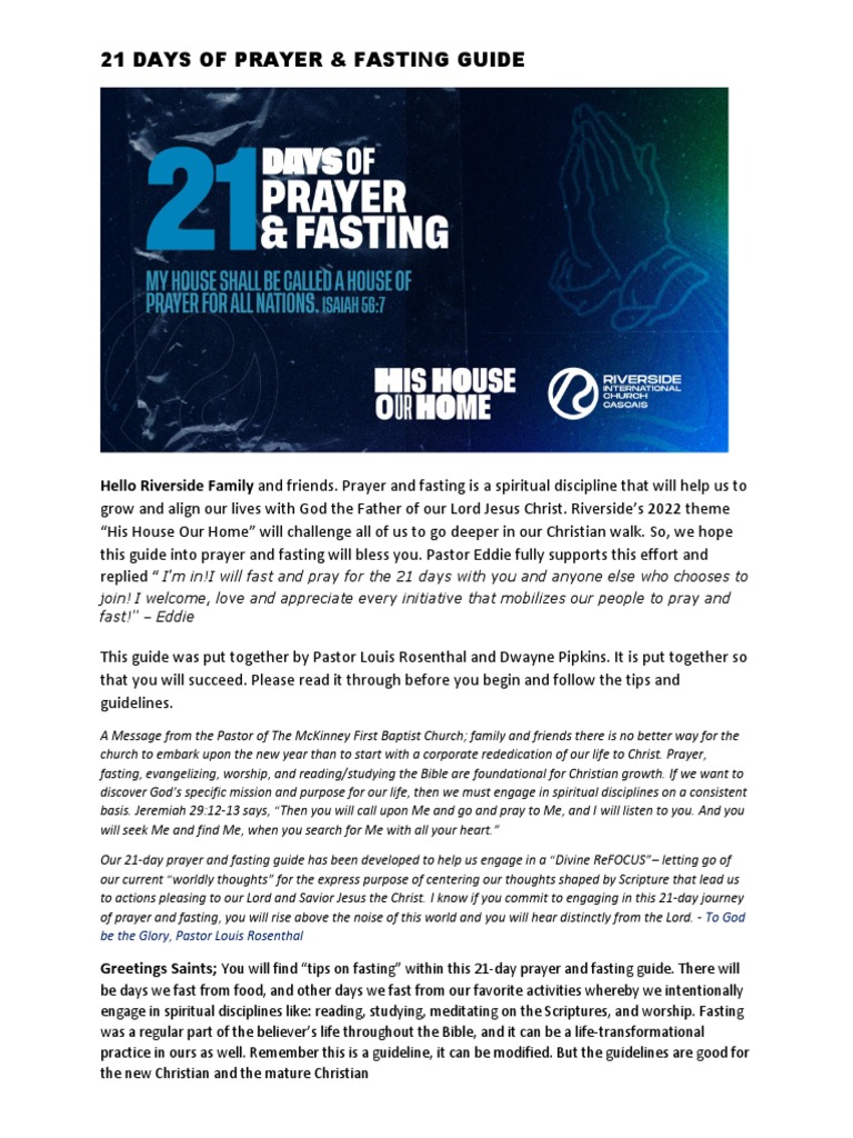 21 Days Prayer Fasting Riverside | PDF | Prayer | Jesus 21 Days Prayer Fasting Riverside | PDF | Prayer | Jesus