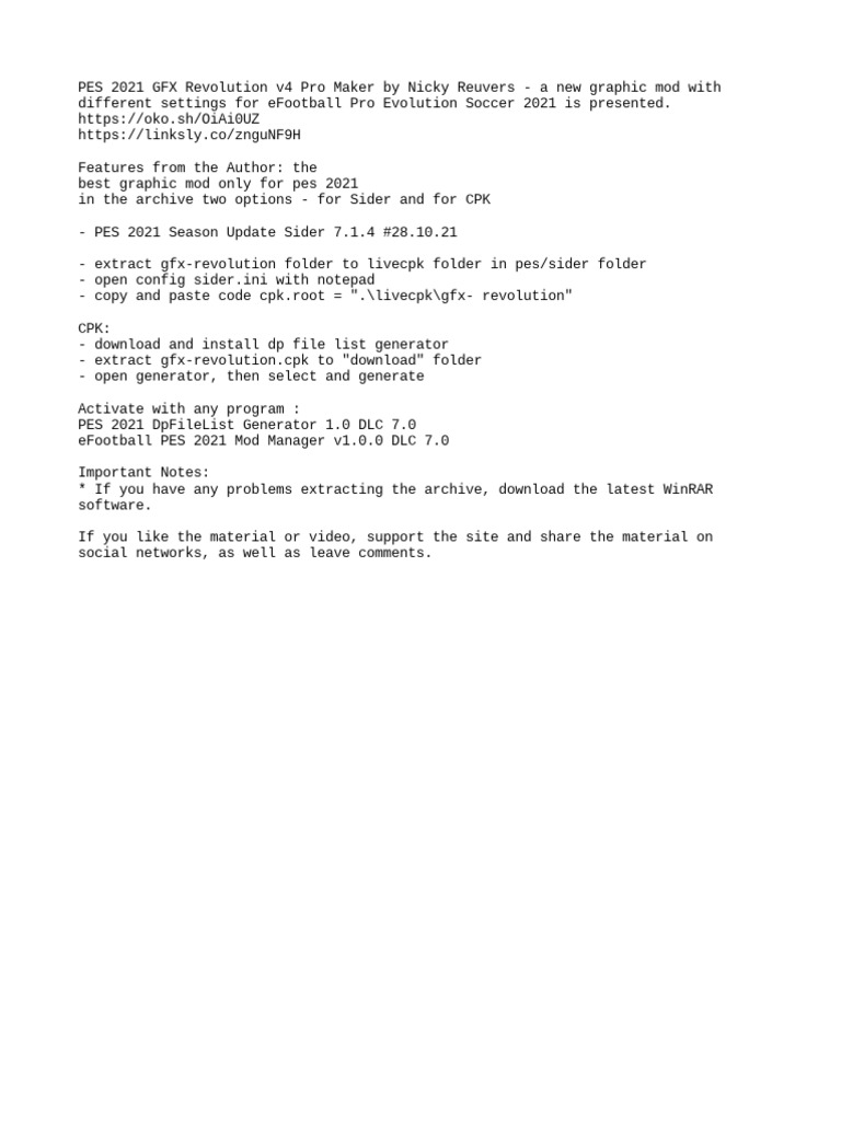 PES 2021 New GFX Revolution v4 | PDF