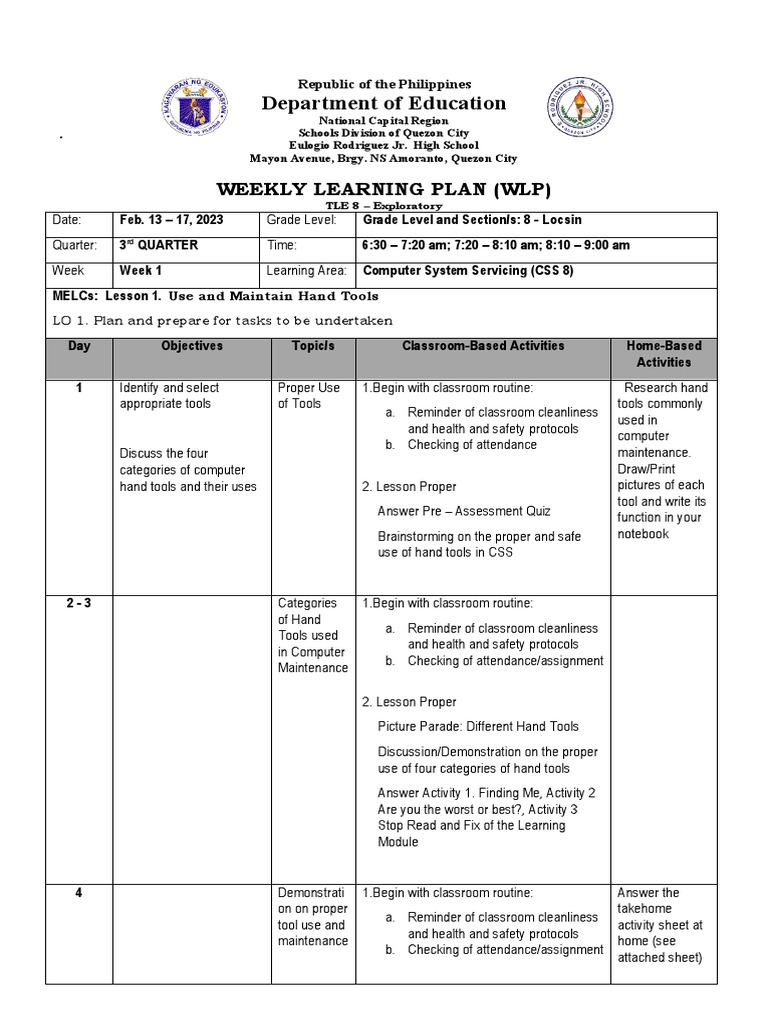 Wlp-Week-1 Ict CSS | PDF | Teaching | Cognition