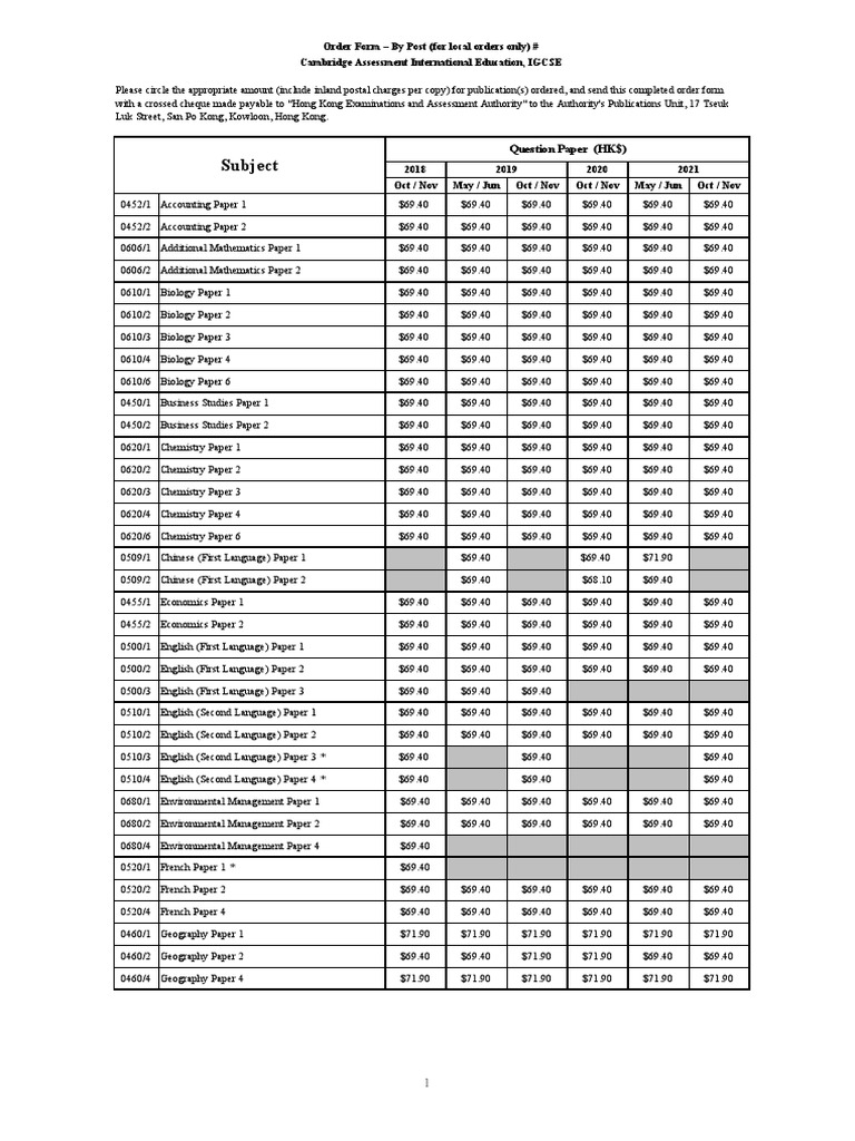 Form Igcse Cambridge | PDF