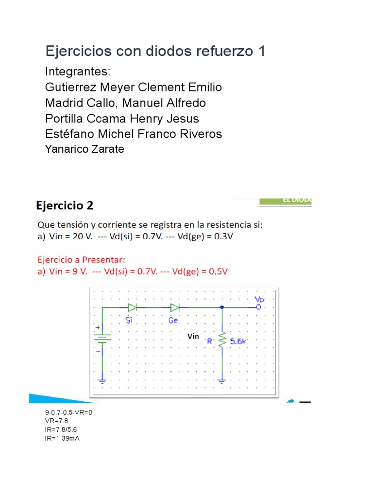 Ejercicios Con Diodos Refuerzo 1 | PDF