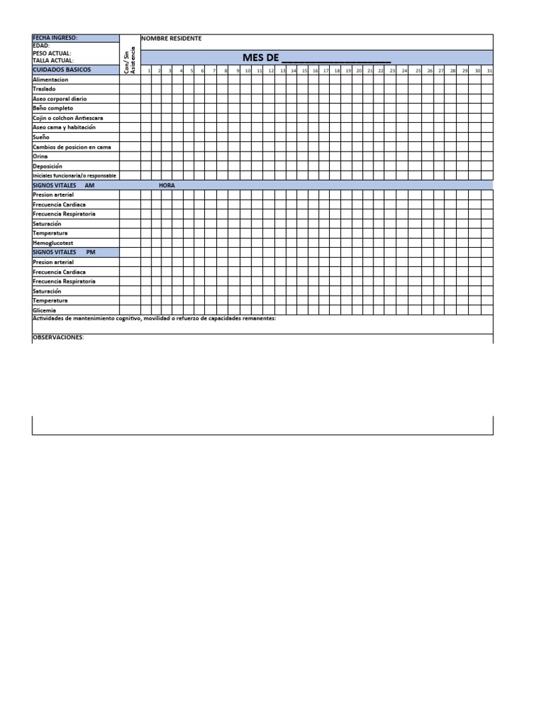 Check list mensual actividades diarias (1) | PDF