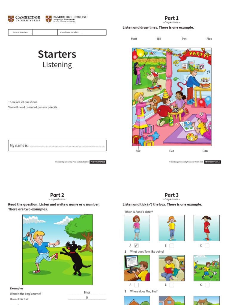 PU2-ST - Pre-A1 Starters Test | PDF