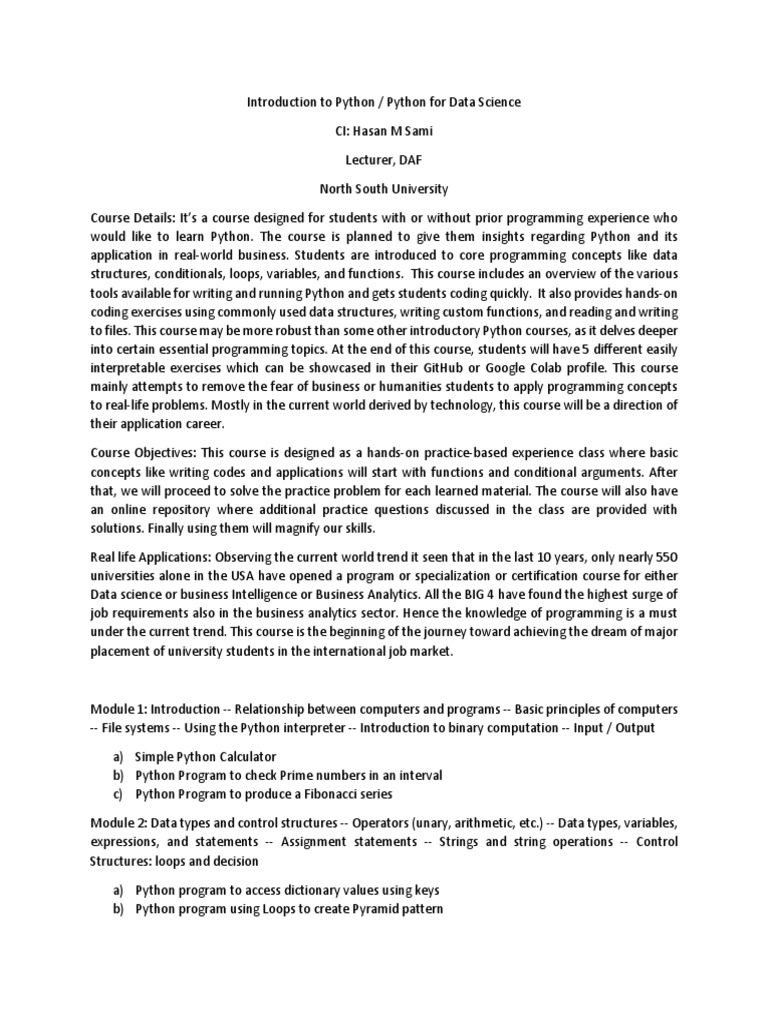 Introduction To Python Pdf Python Programming Language Class Computer Programming