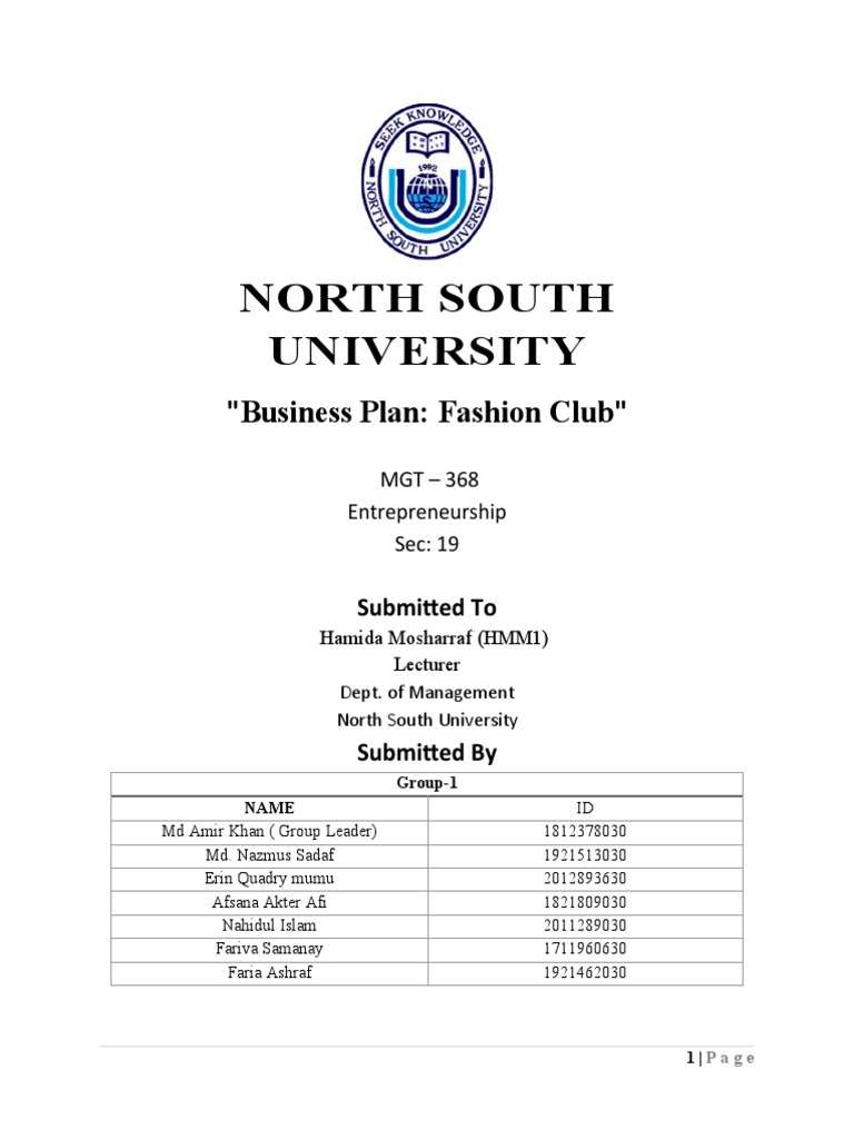 MGT - 368 Final Business Plan | PDF | Fashion | Clothing