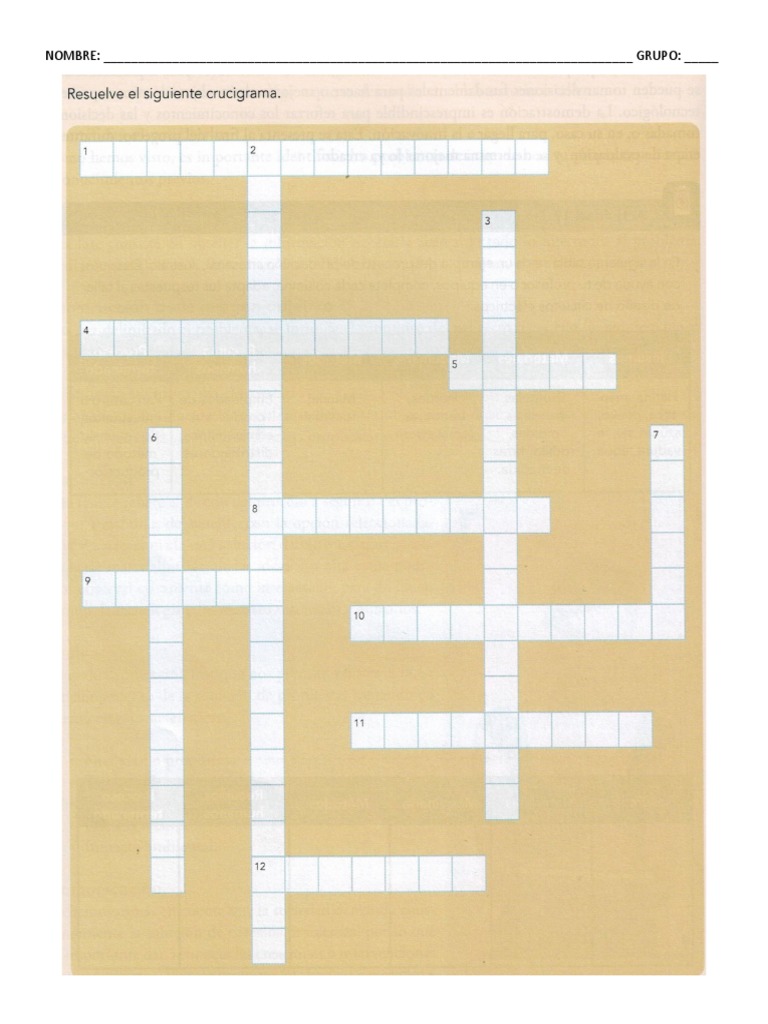 Crucigrama Primero | PDF