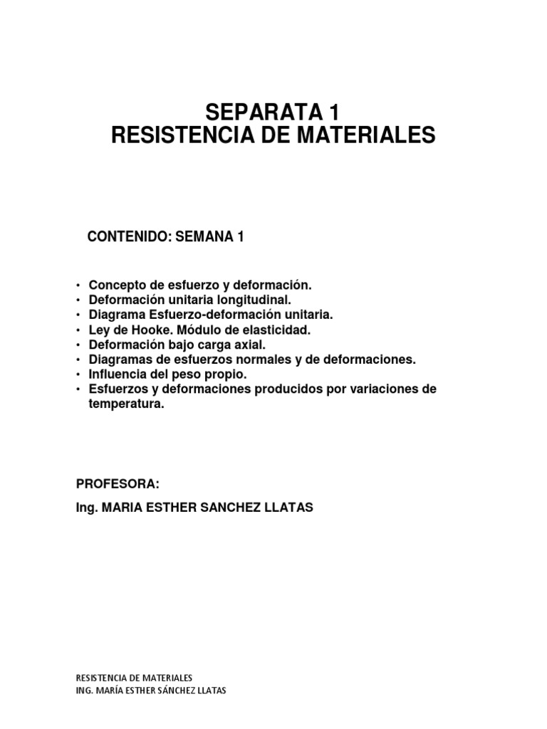 Separata 1 Esf y Deformación Teoría | PDF | Deformación (ingeniería) | Rendimiento (ingeniería)