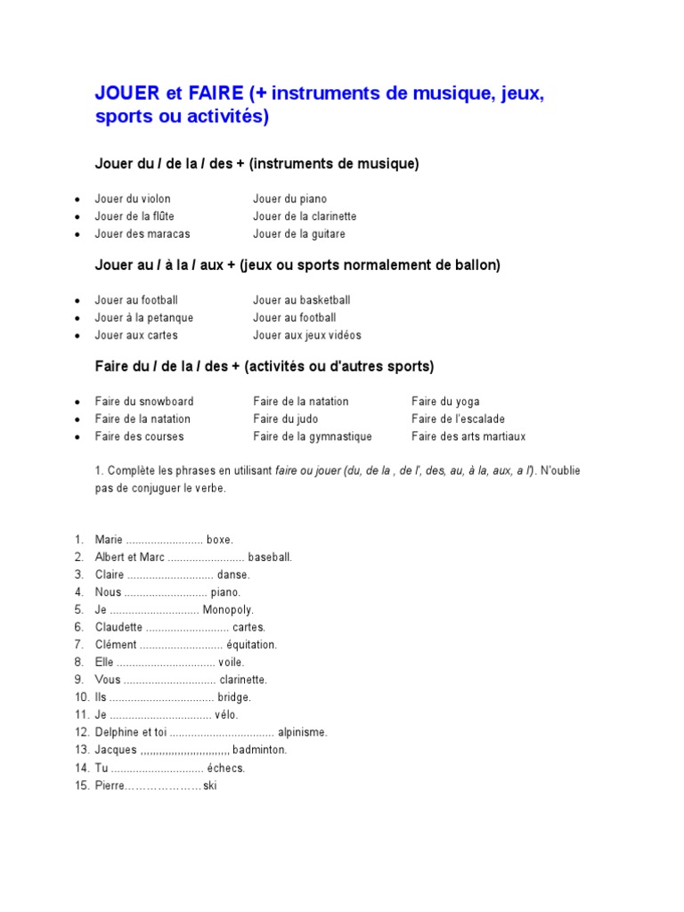 JOUER Et FAIRE | PDF