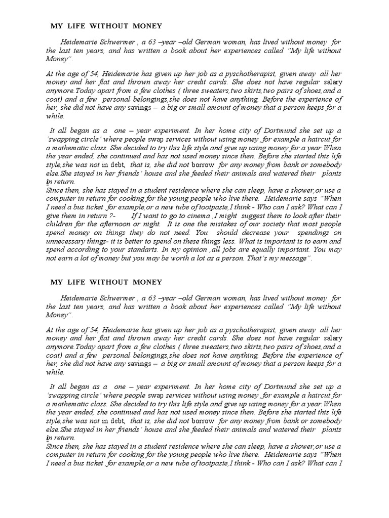 My Life Without Money | PDF | Money | Credit