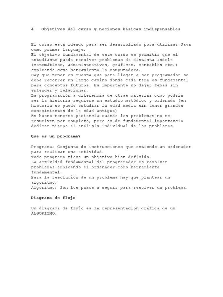 4 Objetivos Del Curso y Nociones Básicas Indispensables | PDF | Java ... 4 Objetivos Del Curso y Nociones Básicas Indispensables | PDF | Java ...