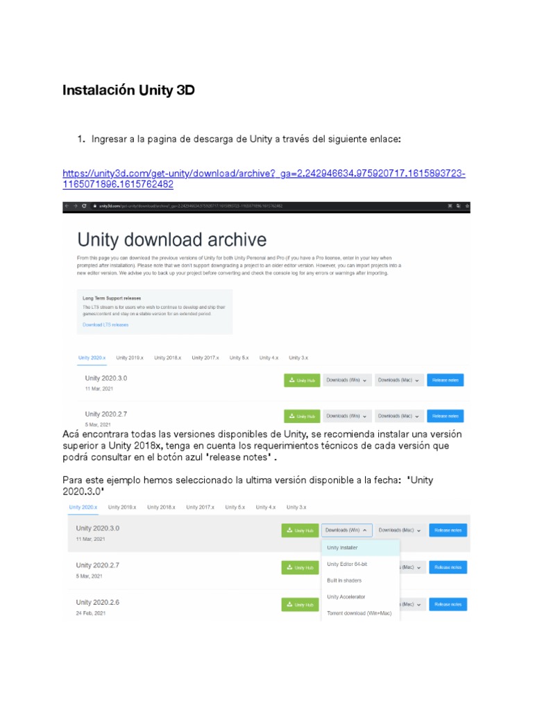 Instalación Unity 3D | PDF | Unidad (motor de juego) | Ventana ...
