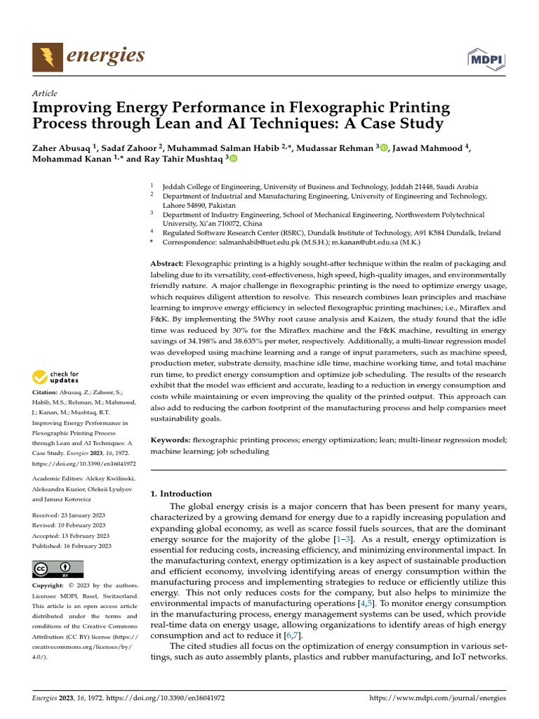Energies: Improving Energy Performance in Flexographic Printing Process ...