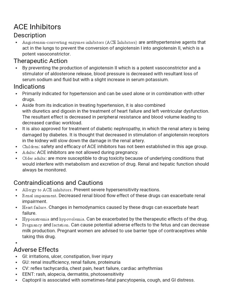 ACE Inhibitors | PDF | Hypertension | Angiotensin