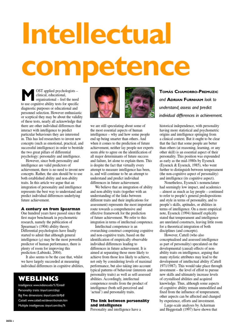 Intellectual Competence | PDF | Intelligence Quotient | Intelligence