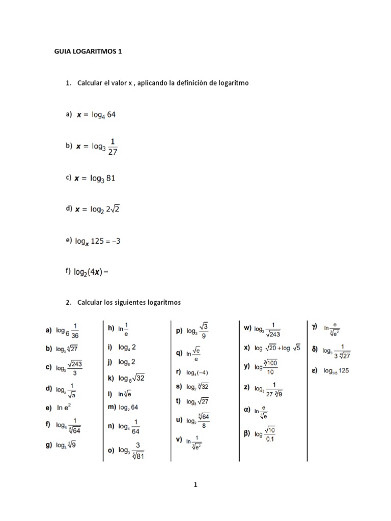 Guía Completa de Cálculo de Logaritmos | PDF