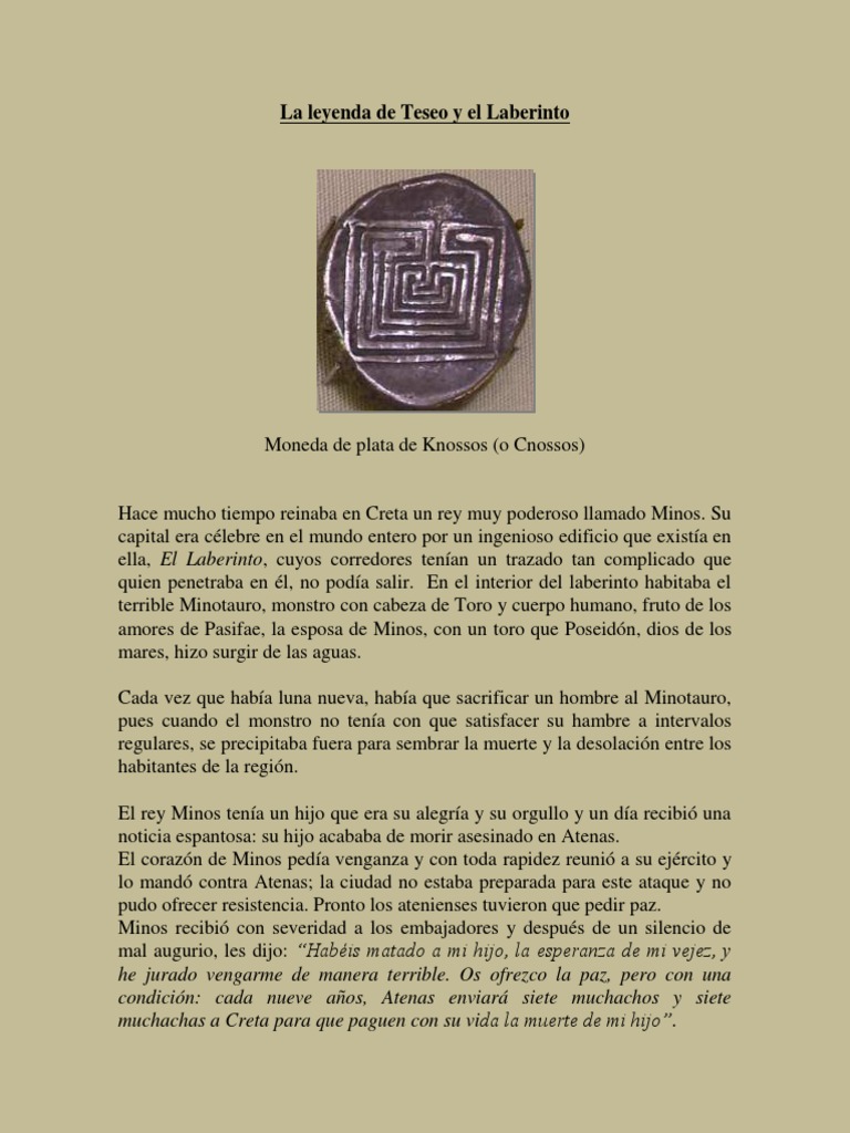 La Leyenda de Teseo y El Laberinto | PDF | Minotauro | Teseo