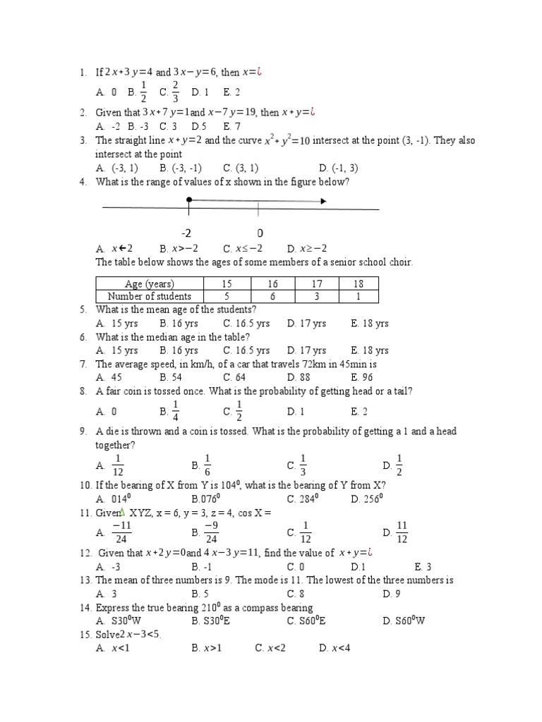 ss2 Mathematics Exam RE | PDF | Speed | Mathematics