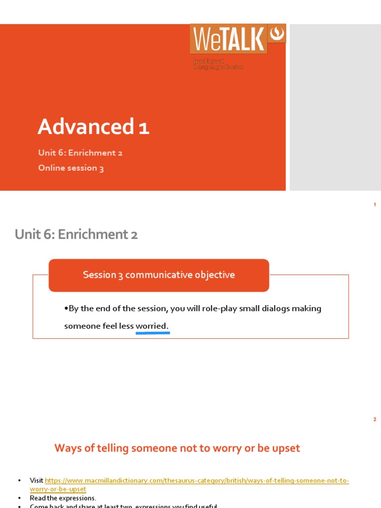Advanced 1 Unit 6 Enrichment 2 Online Session 3 Download Free Pdf
