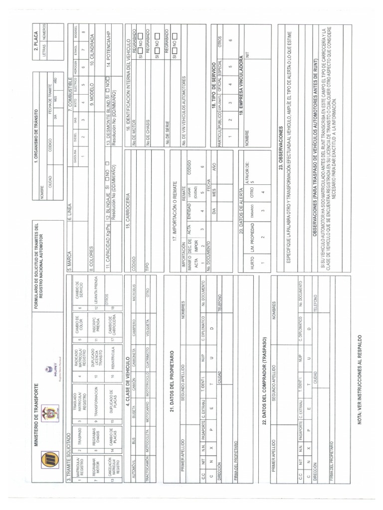 Formato Traspaso RUNT | PDF