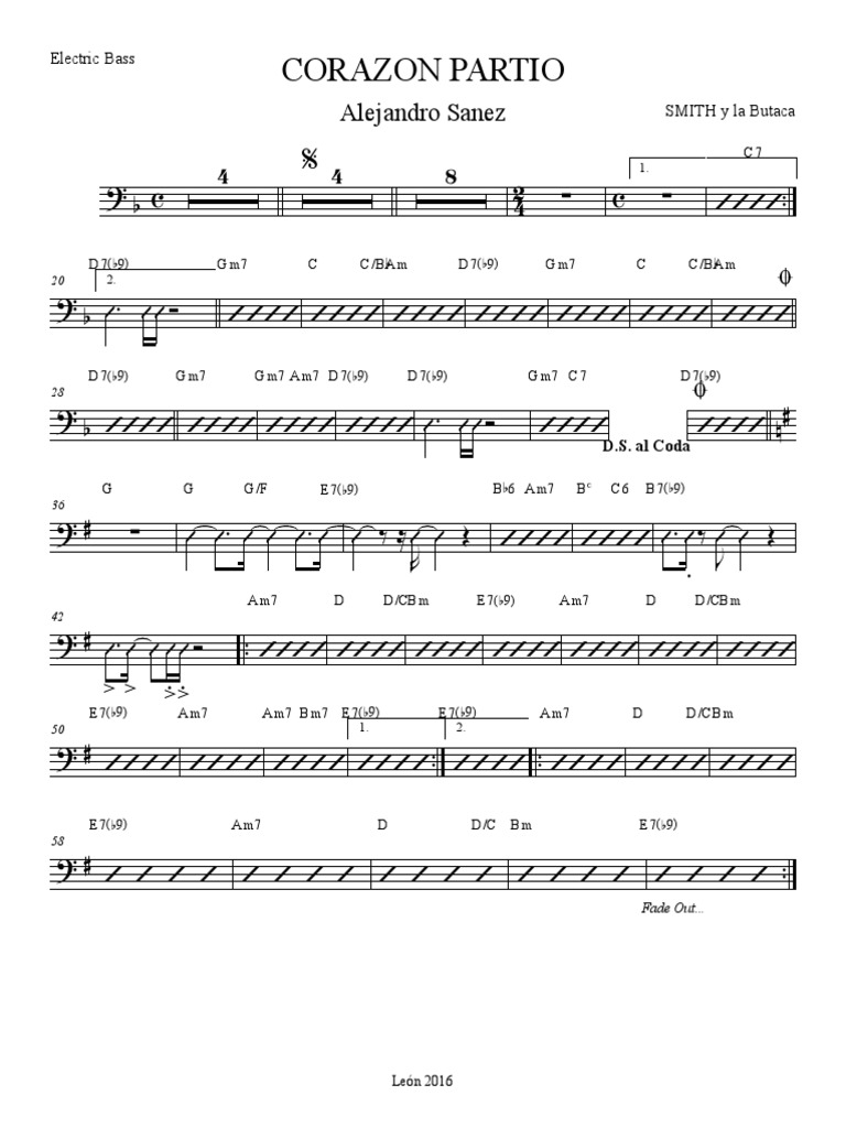 Partitura Corazon Partio - Electric Bass | PDF