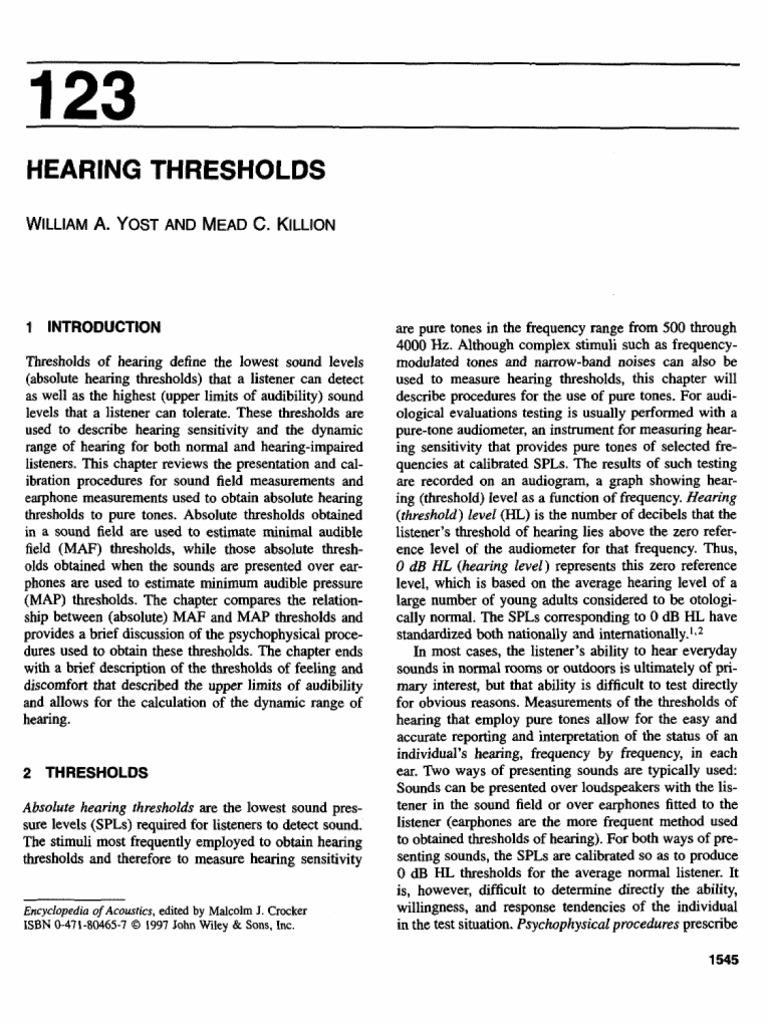 Hearing Thresholds | PDF