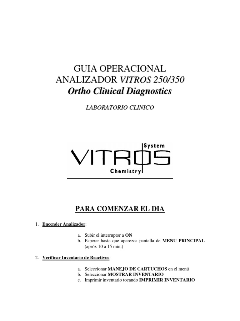 05 - Guía Rápida Operacional Vitros 250-350 | PDF | Teclado | Calibración