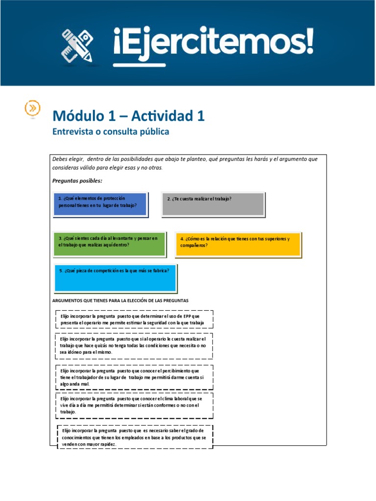 Módulo 1 - Actividad 1: Entrevista o Consulta Pública | PDF