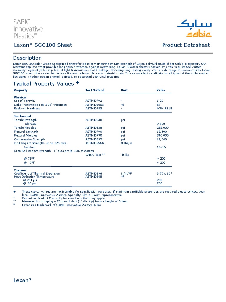 SGC100 Datasheet | PDF | Intellectual Property | Strength Of Materials