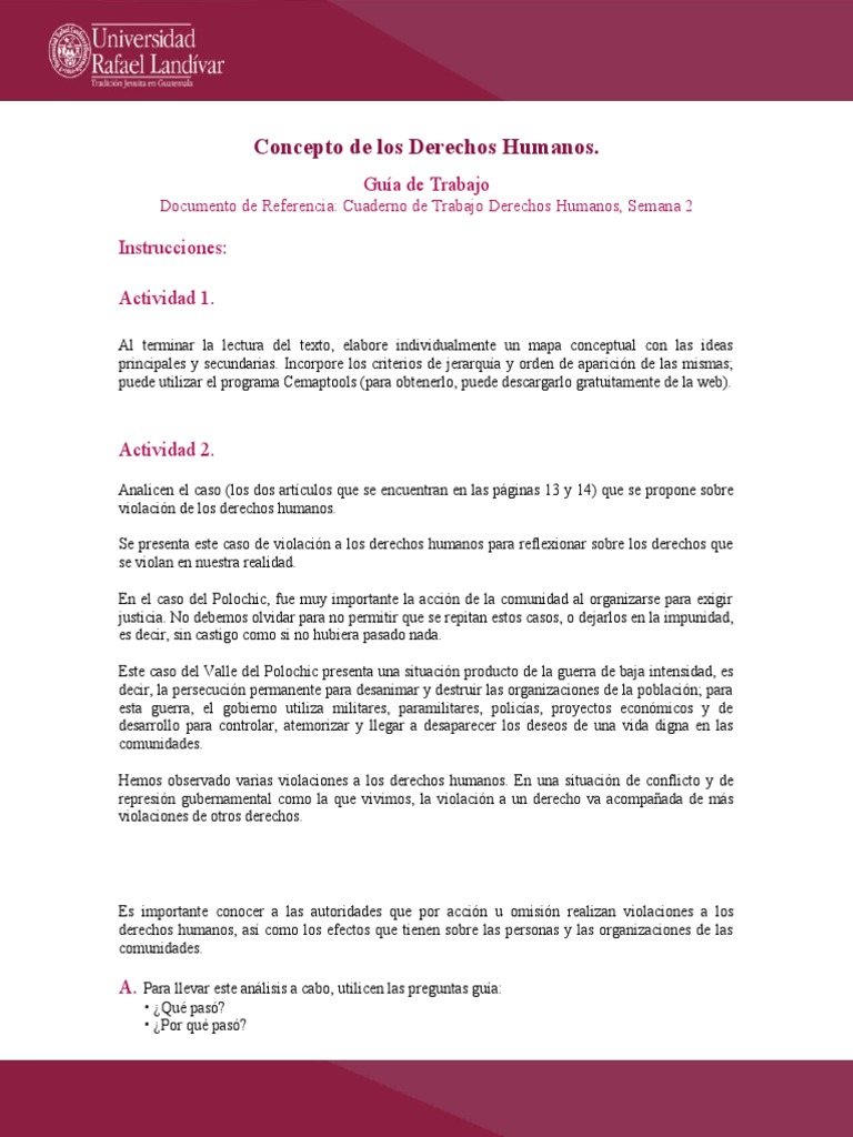 Guía de Trabajo 2 DDHH | PDF | Violación | Derechos humanos