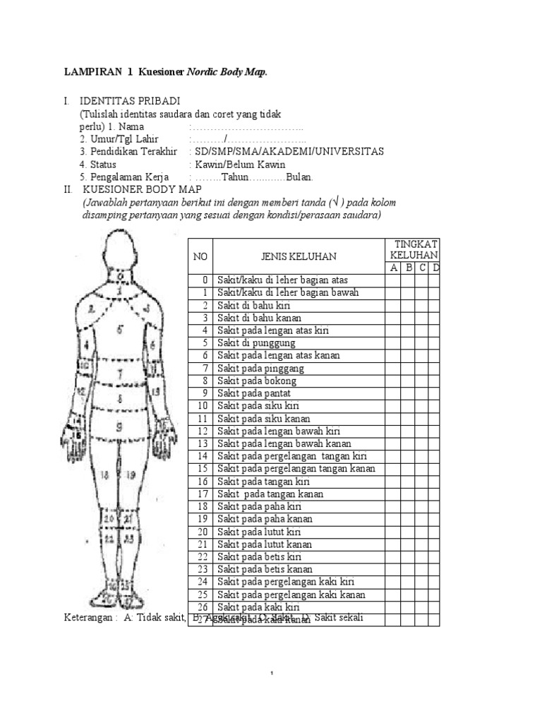 Kuesioner Keluhan Muskuloskeletal dan Visual | PDF