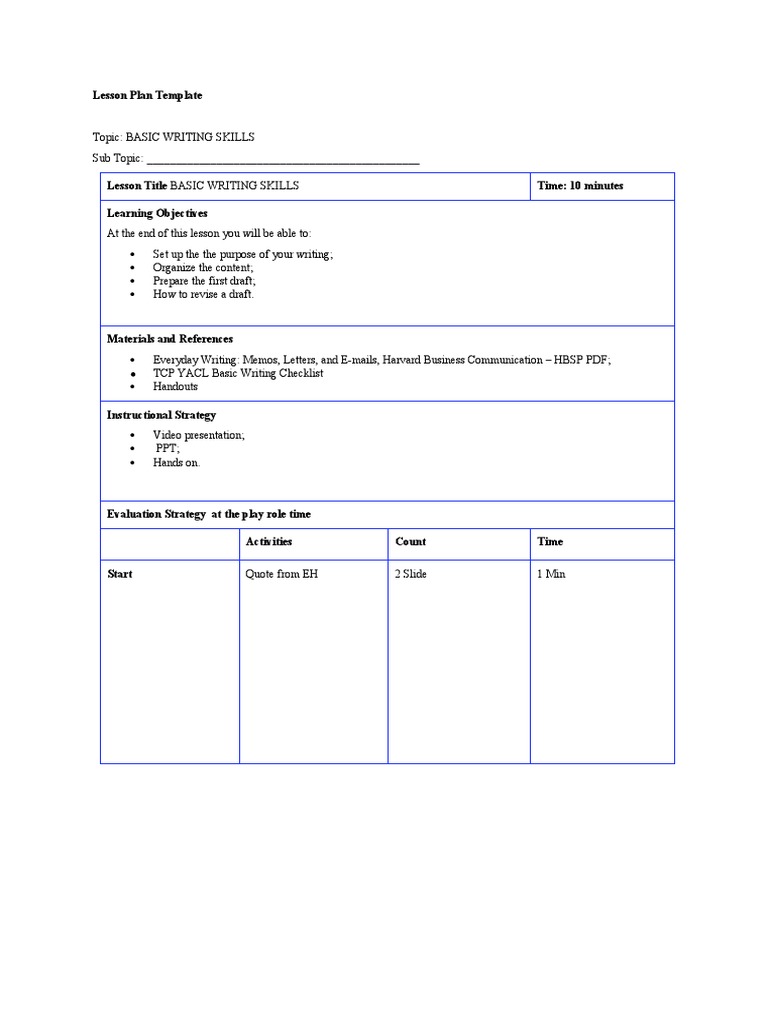 TTT Lesson Plan Template Daniela | PDF