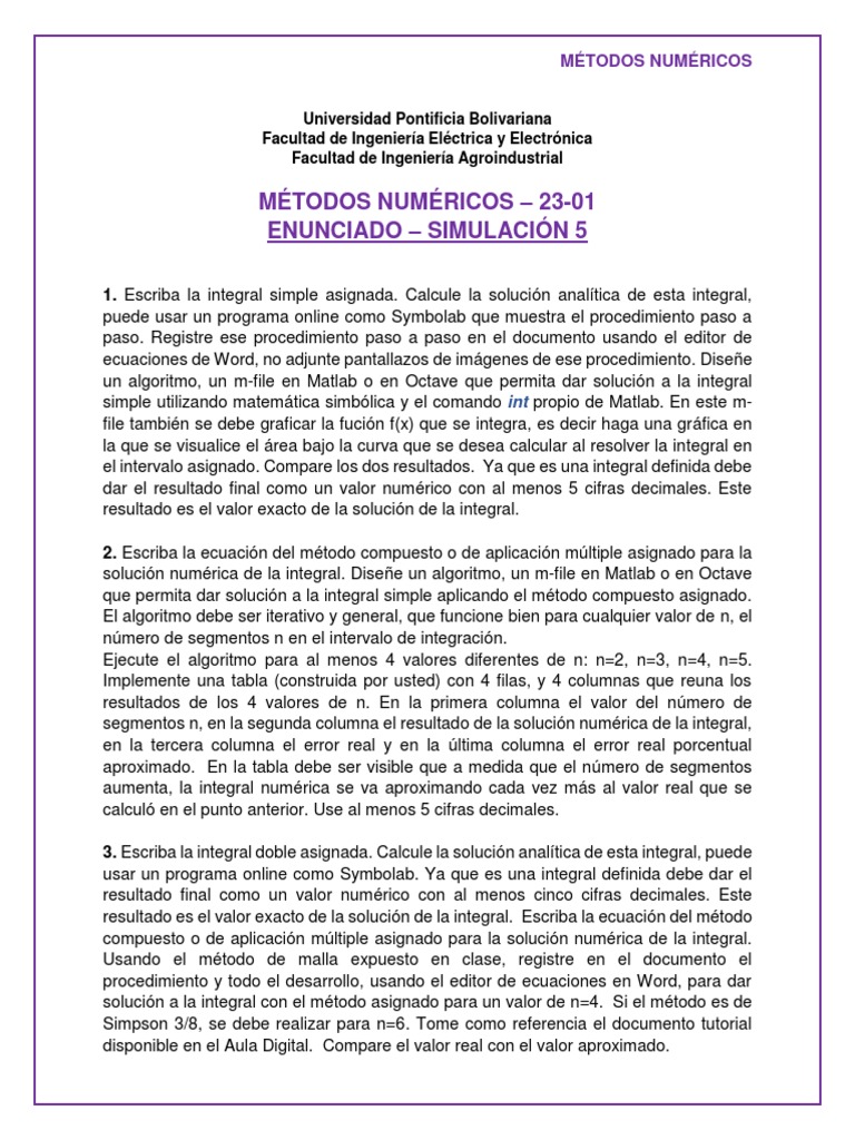 Métodos Numéricos: Guía Práctica | PDF | Integral | Análisis numérico