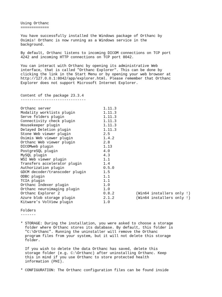 A Comprehensive Guide to Configuring and Troubleshooting Orthanc on Windows | PDF | Computer ...