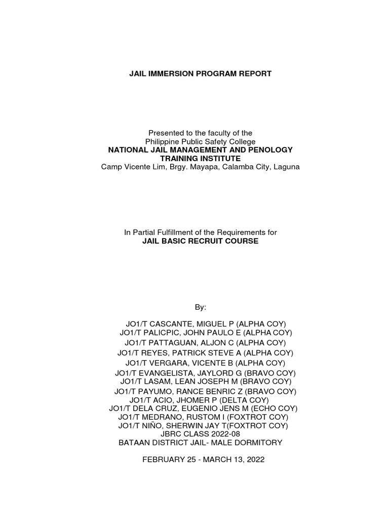 Jail Immersion Program Report | PDF | Prison | Solitary Confinement