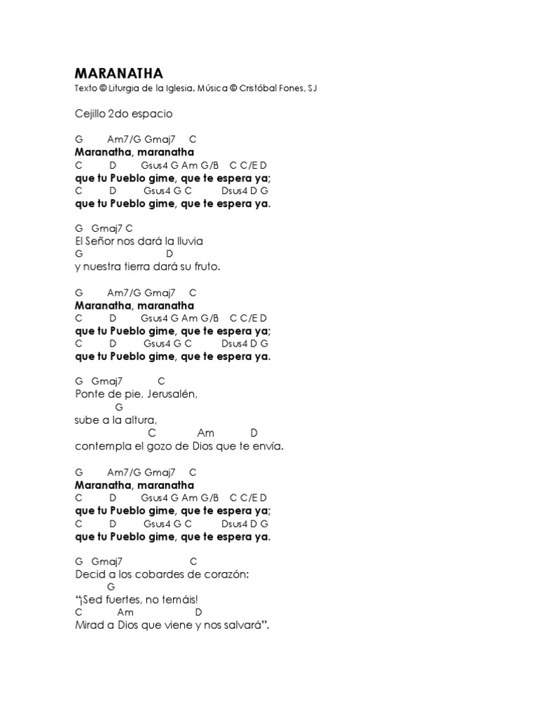Maranatha: Un himno que expresa la espera del pueblo por la venida del ...