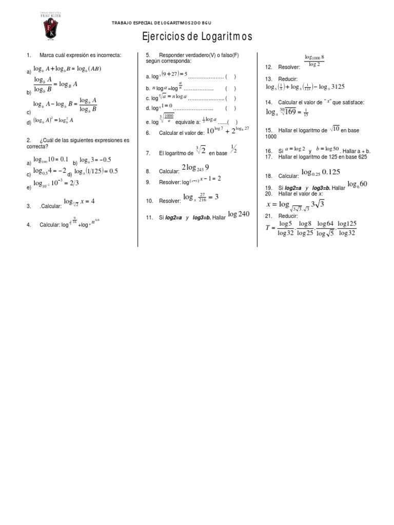 Análisis y resolución de ejercicios de logaritmos | PDF | Ajedrez
