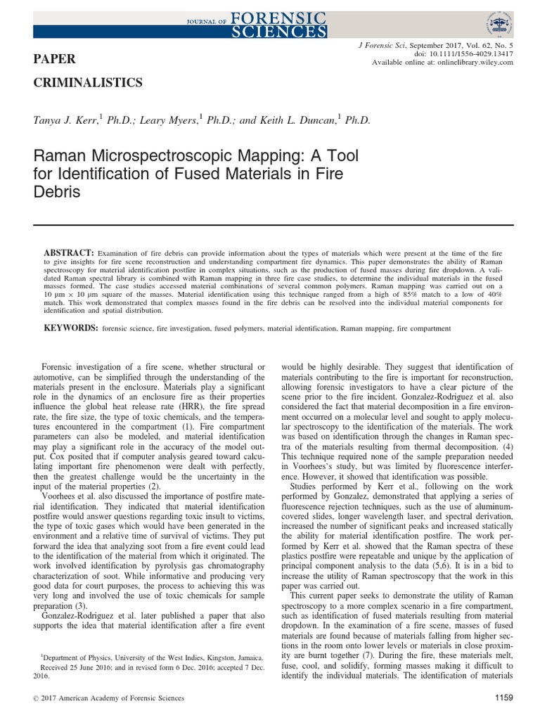 Kerr Et Al 2017 Journal Of Forensic Sciences Pdf Raman Spectroscopy
