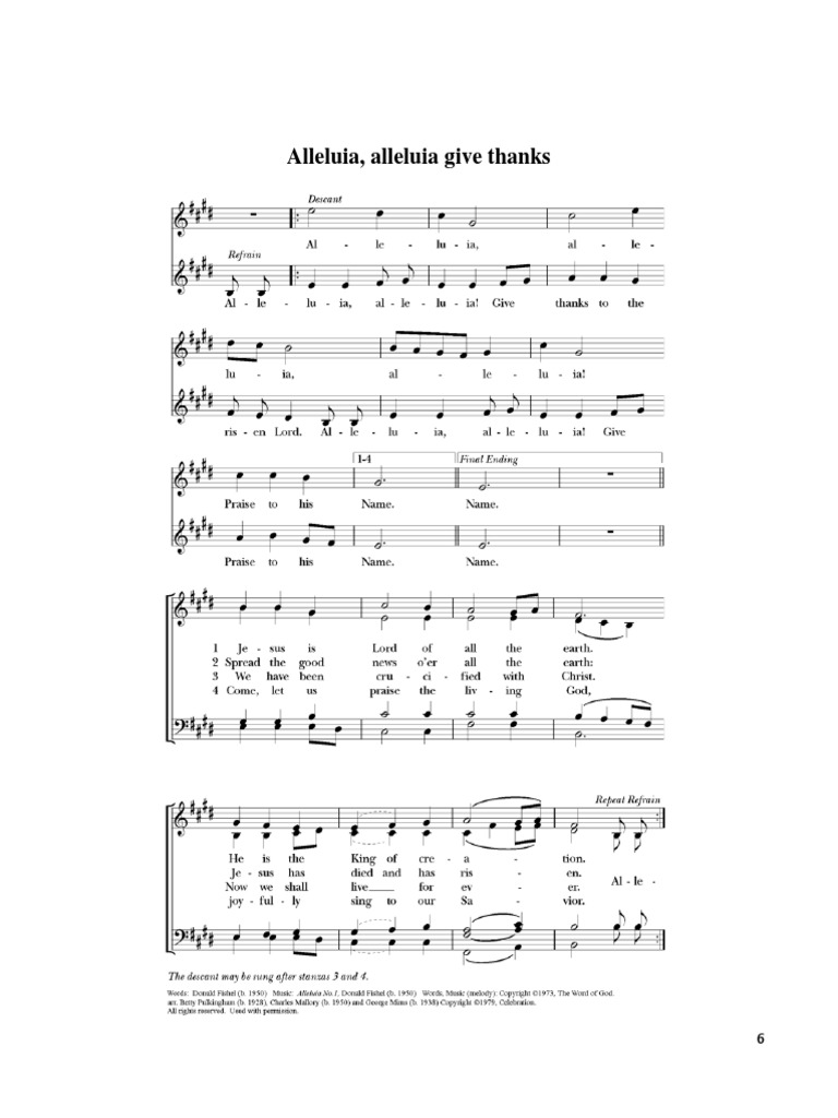 Alleluia, Alleluia Give Thanks | PDF