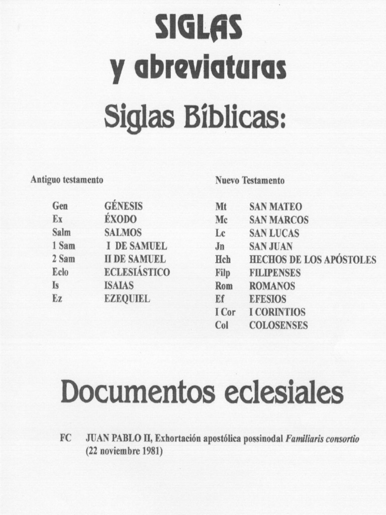 Siglas y Abreviaturas Bíblicas | PDF
