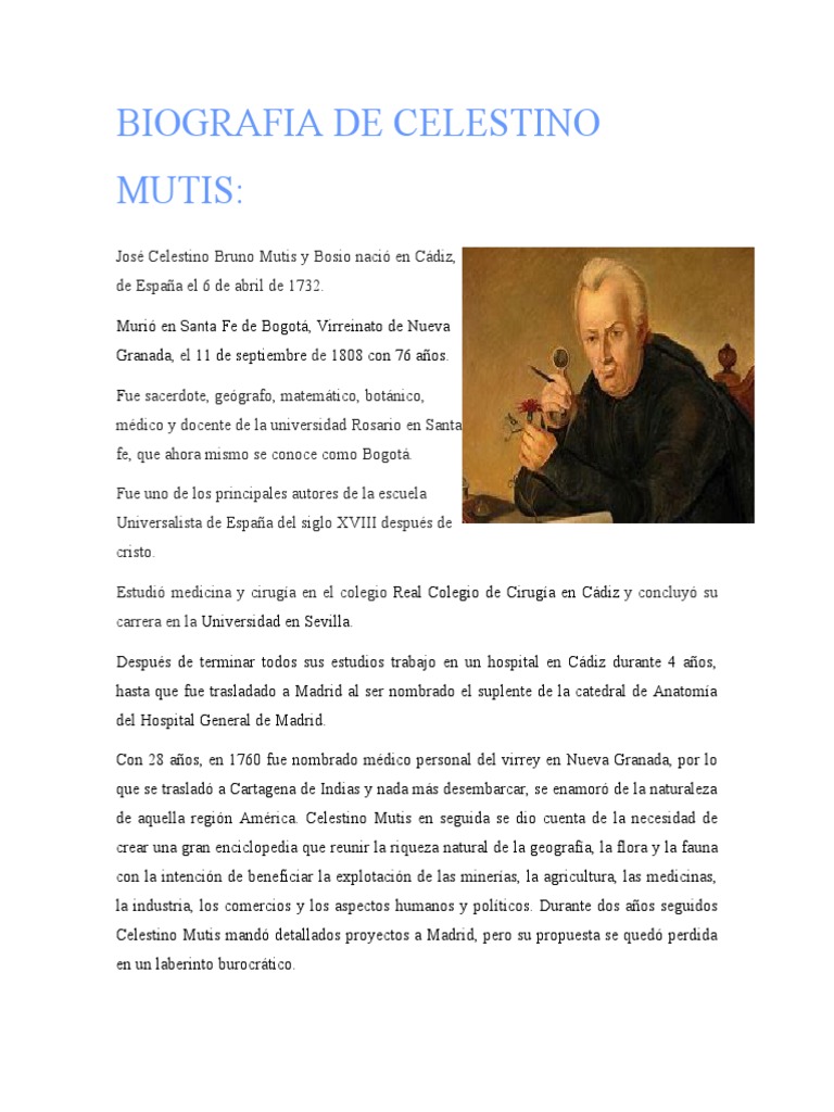 Biografia de Celestino Mutis | PDF