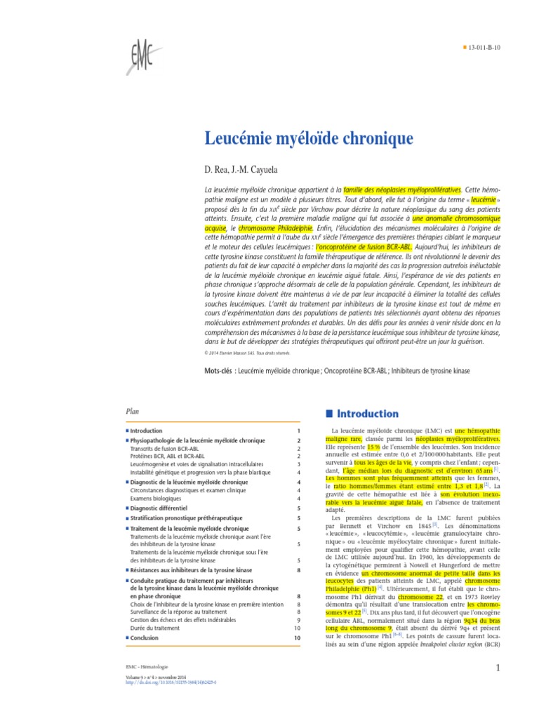 Leucémie Myéloïde Chronique: D. Rea, J.-M. Cayuela | PDF | Leucémie ...