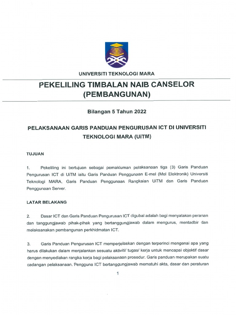 Pekeliling TNC (P) Bil 5 Tahun 2022 Pelaksanaan Garis Panduan ...