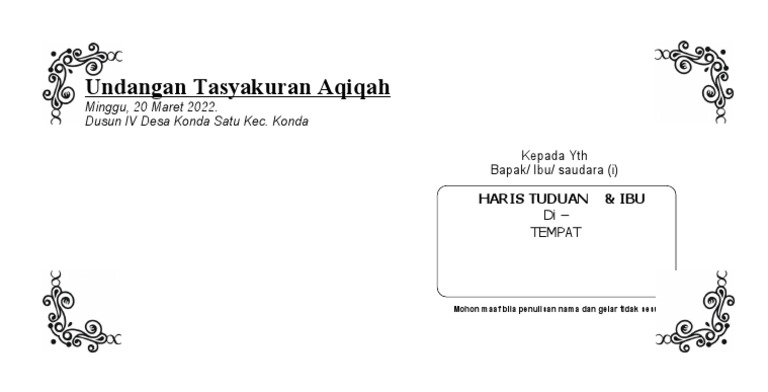 Amplop Undangan Aqiqah | PDF