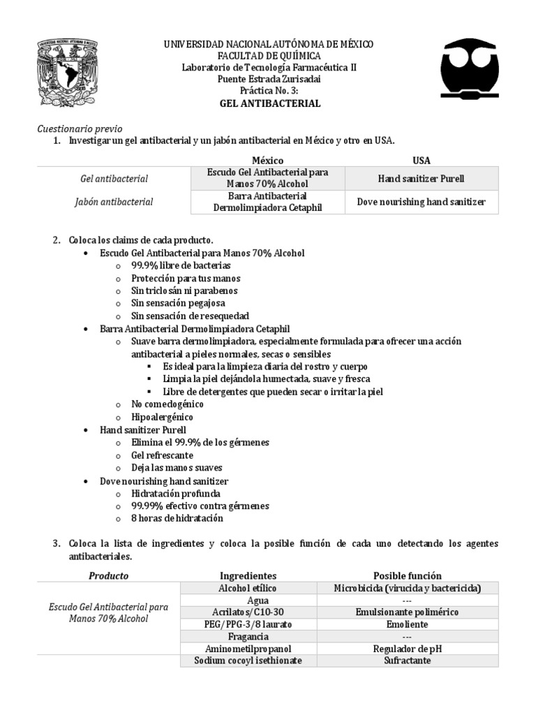 Previo 3. Gel Antibacterial | PDF