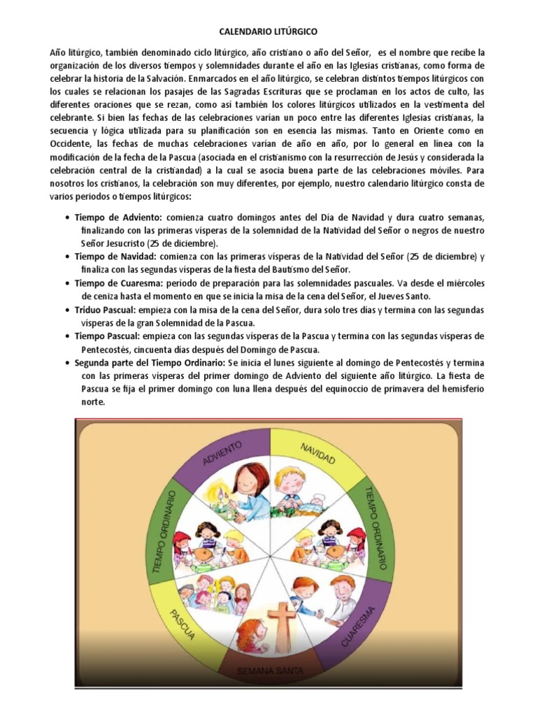 Estructura del Calendario Litúrgico | PDF | Año litúrgico | Pascua de ...