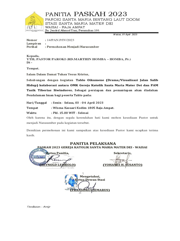 PASKAH 2023: Panitia | PDF