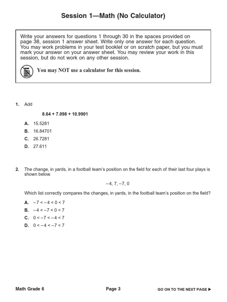 Session 1-Math (No Calculator) : You May NOT Use A Calculator For This ...