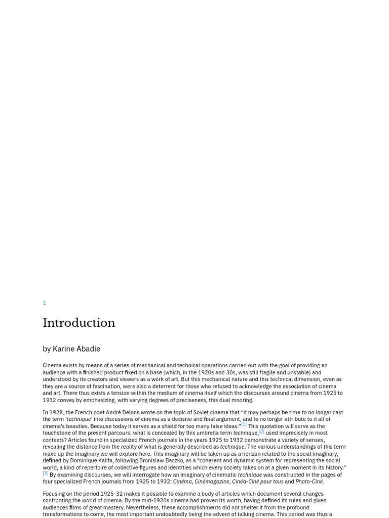 Representing Cinema's Technological Dimension: The Construction of an ...