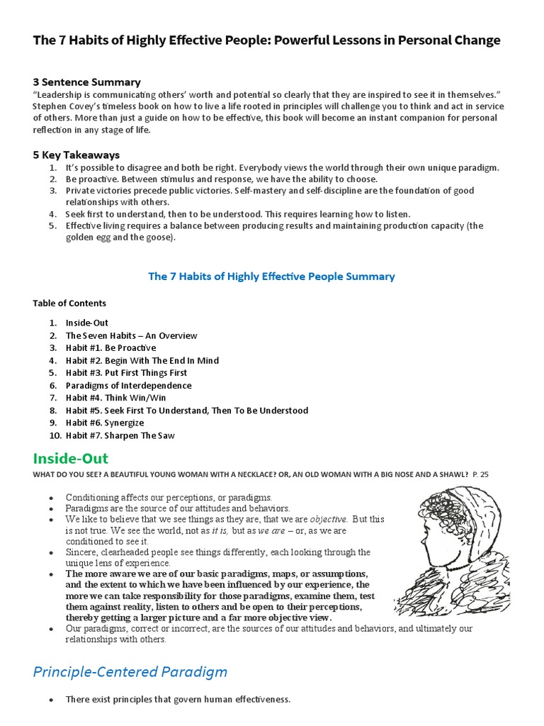 7 Habits of Highly Effective People SUMMARY | PDF | Psychological ...